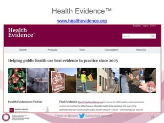 Evidence-Informed Decision Making Methods and Tools for Students in Public Health Programs | PPTX
