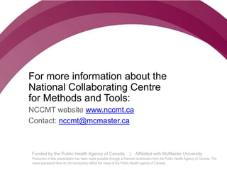 Evidence-Informed Decision Making Methods and Tools for Students in Public Health Programs | PPTX