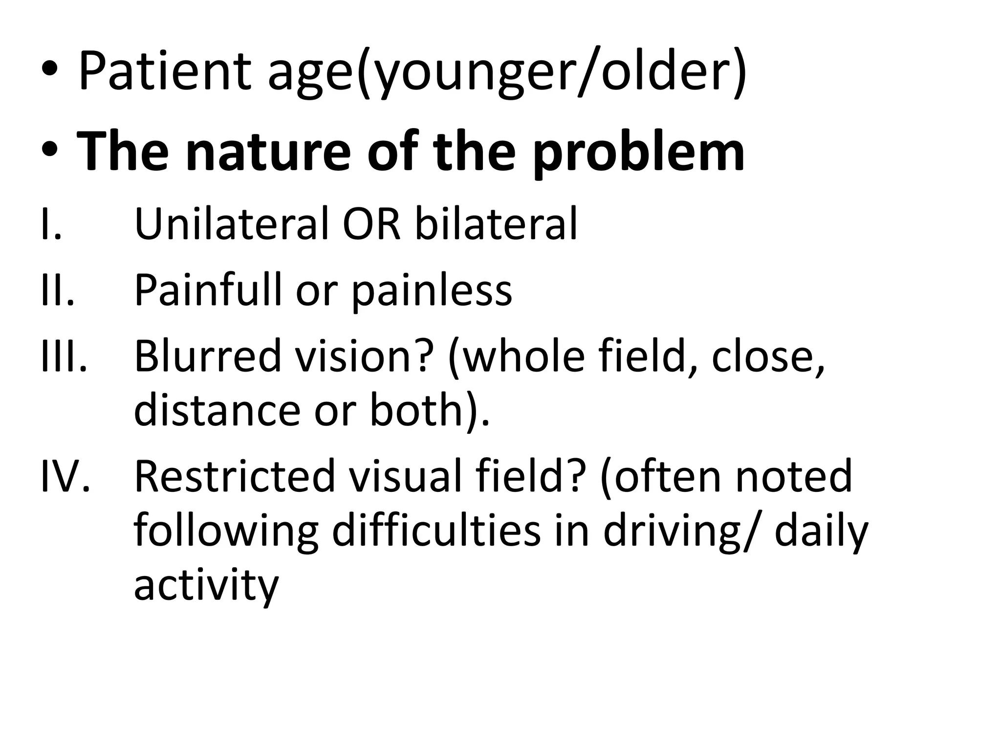 Gradual loss of vision (opthalmology) | PPTX