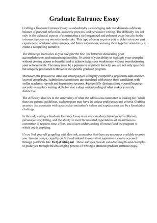 Graduate Entrance Essay | PDF