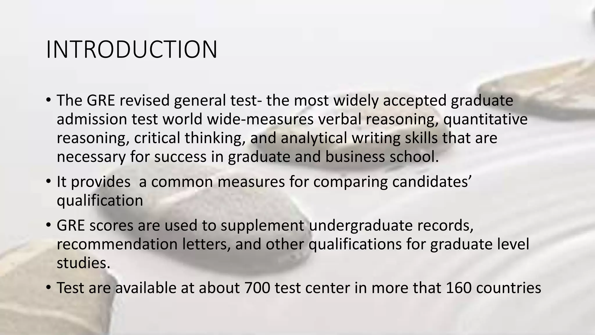 Graduate record examination (gre) | PPT