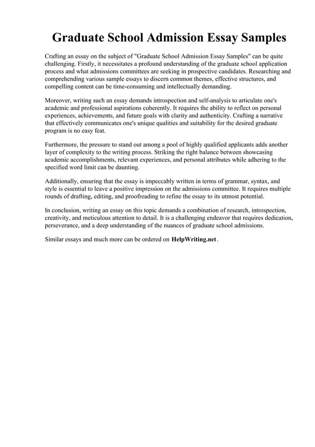 Graduate School Admission Essay Samples | PDF