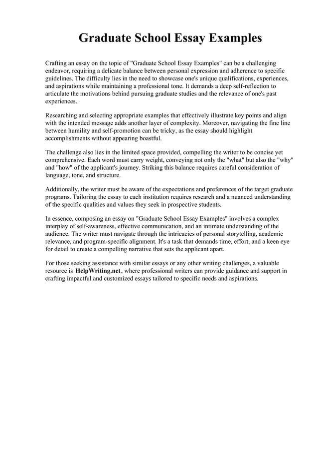 Graduate School Essay Examples. Salem International University | PDF | Postgraduate Education ...