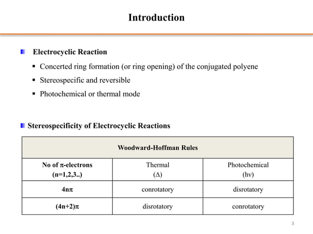 Presentation on Electrocyclic Reactions | PPTX | Chemistry | Science