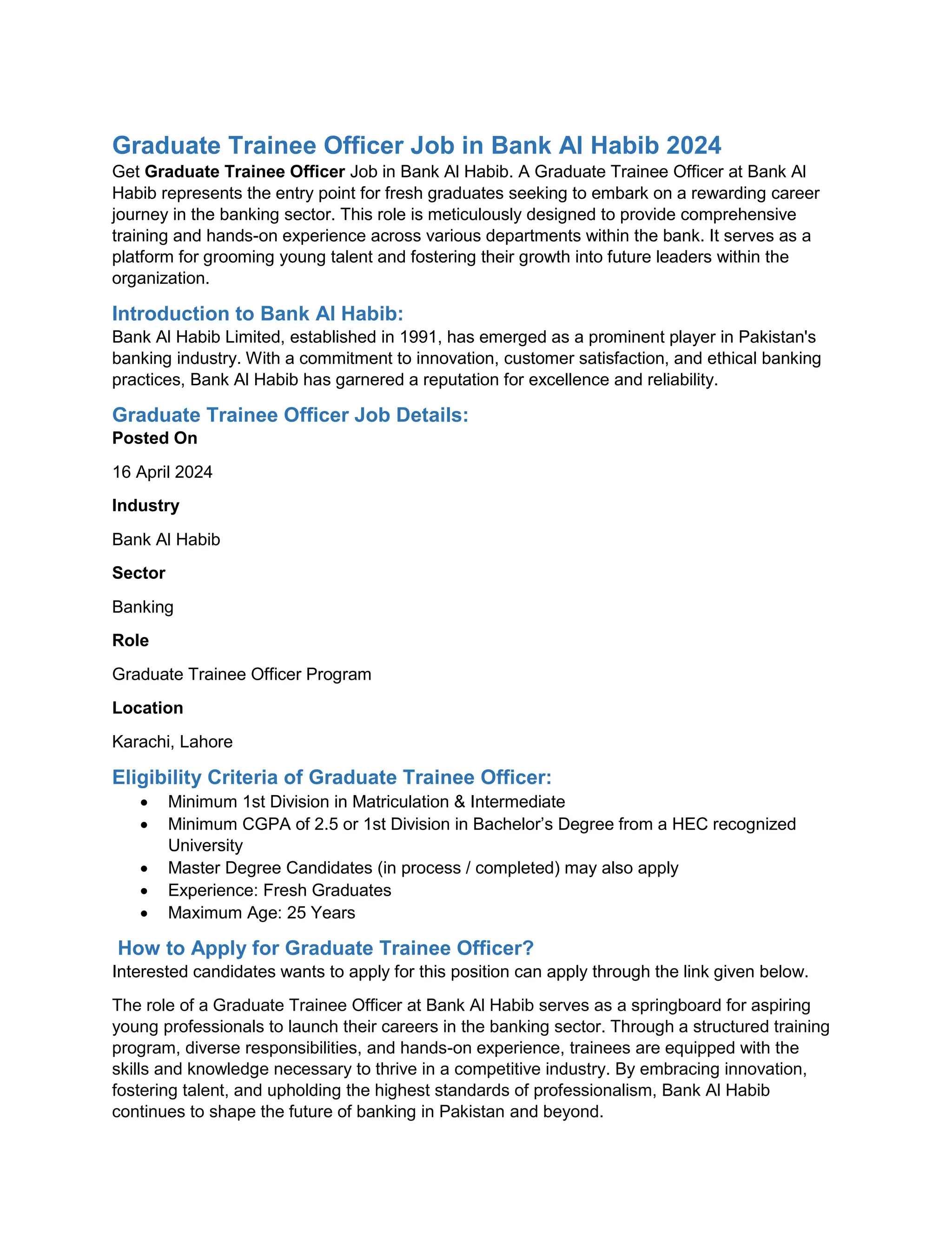 Graduate Trainee Officer Job in Bank Al Habib 2024.docx