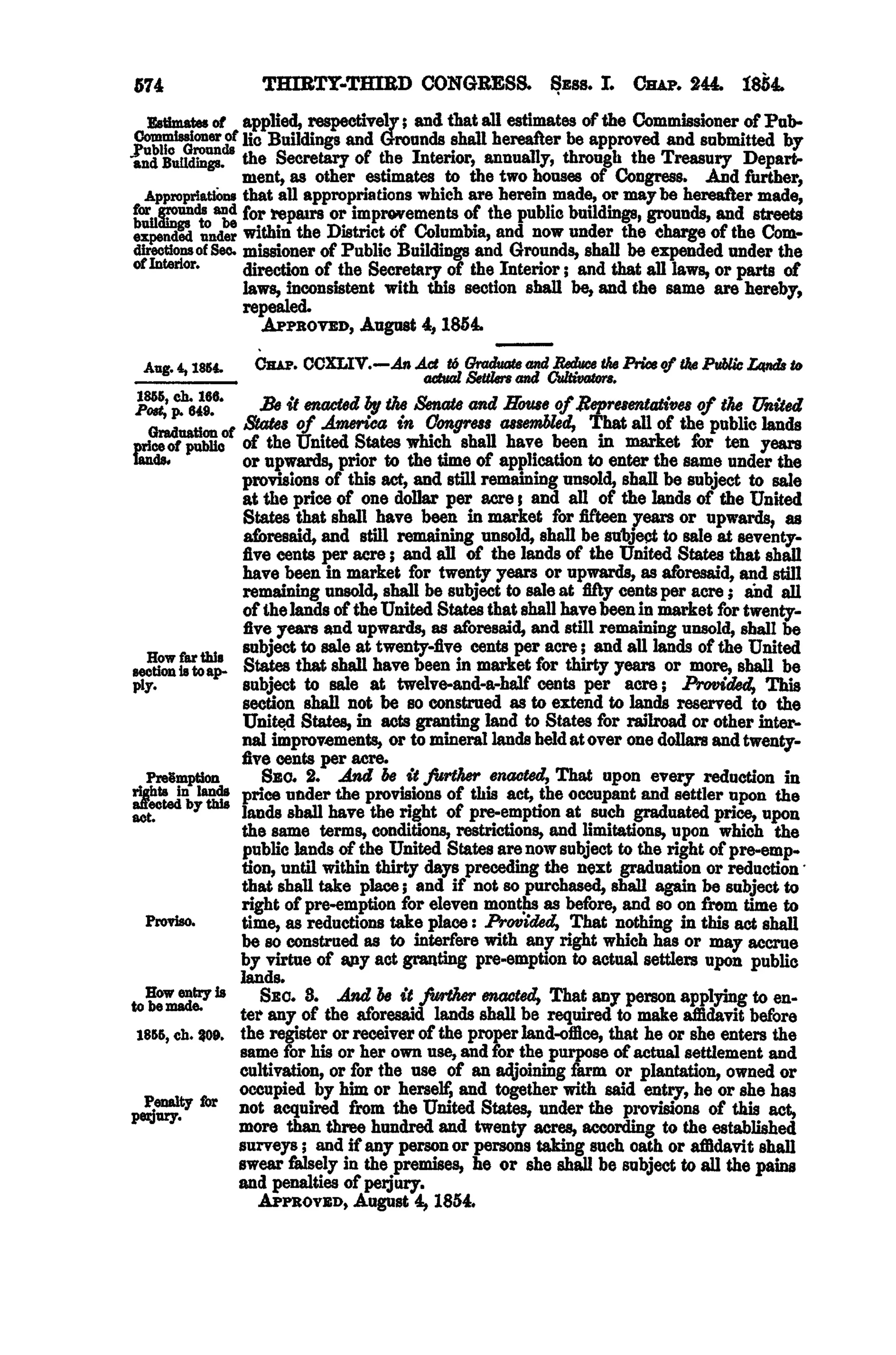 Graduation act-1854 | PDF