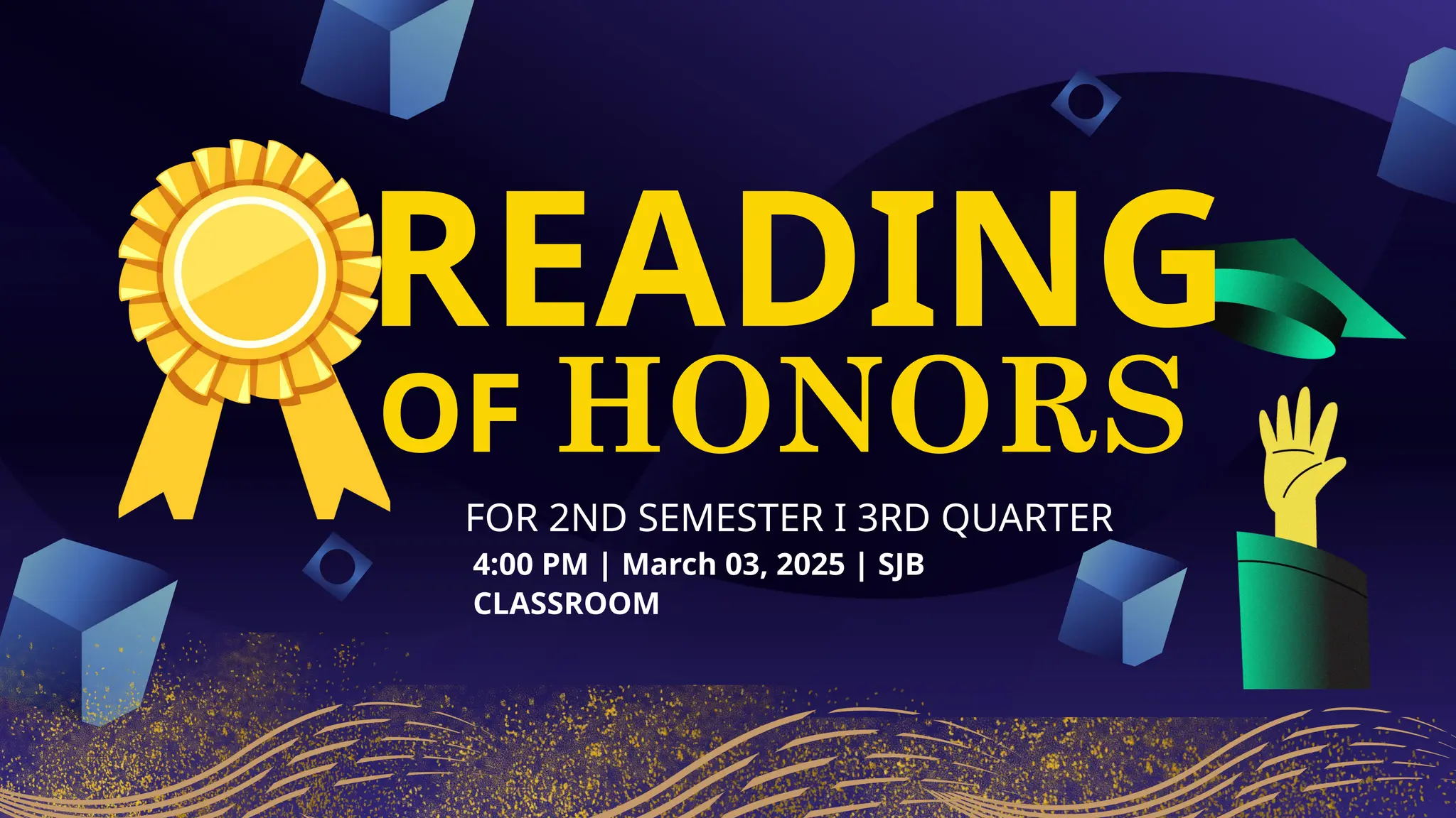 Graduation Convocation Ceremony Presentation in Dark Blue Yellow ...