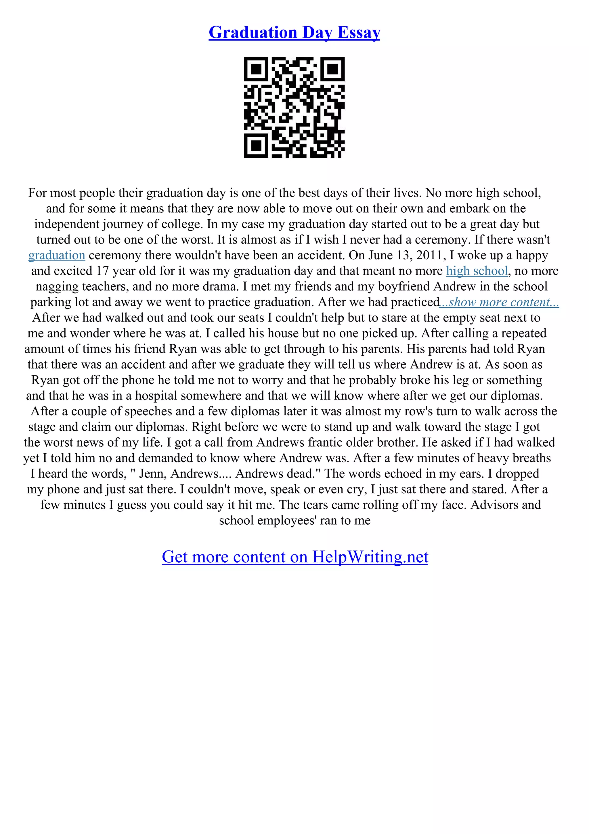 Graduation Day Essay | PDF