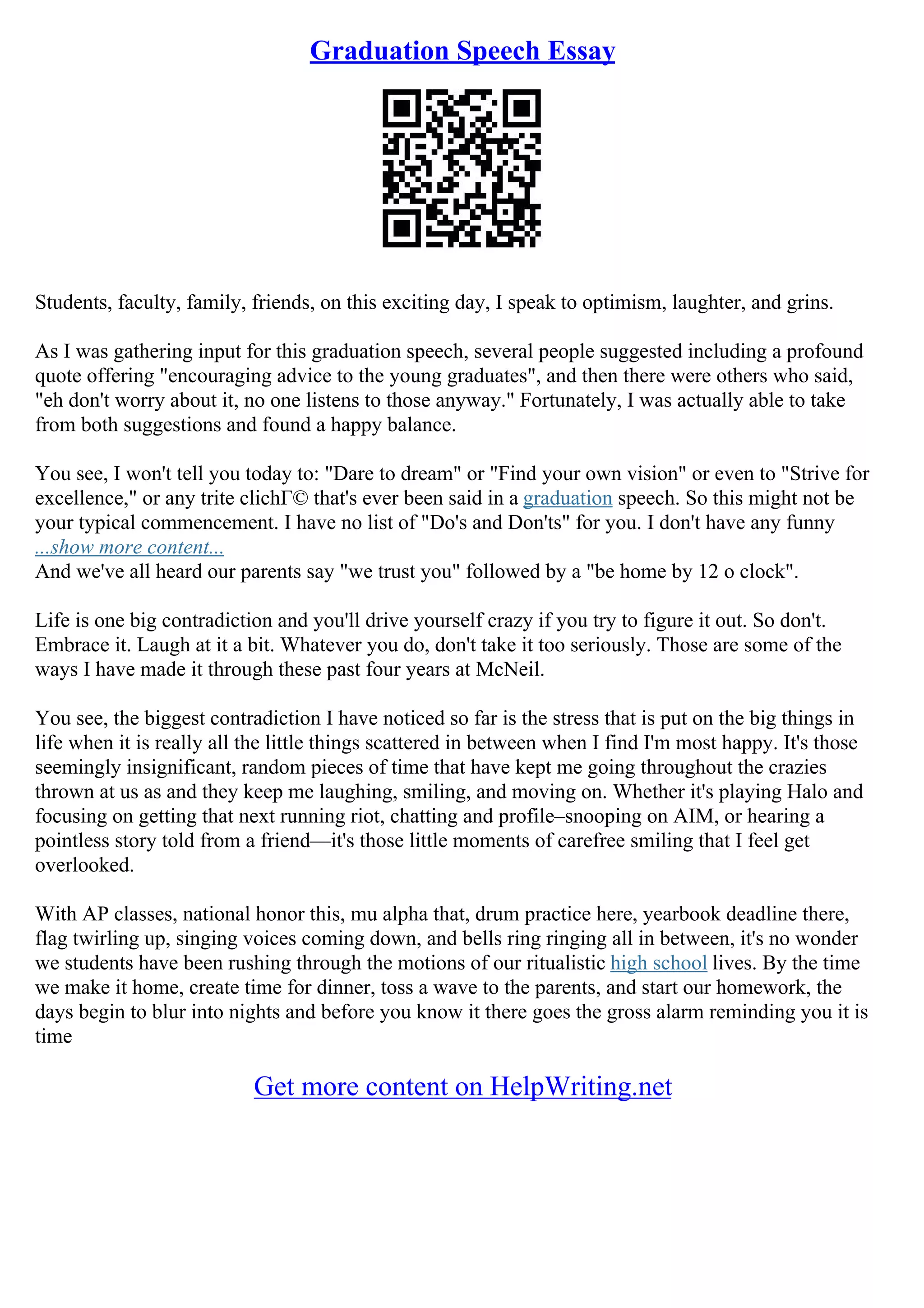 Graduation Essay Ideas | PDF