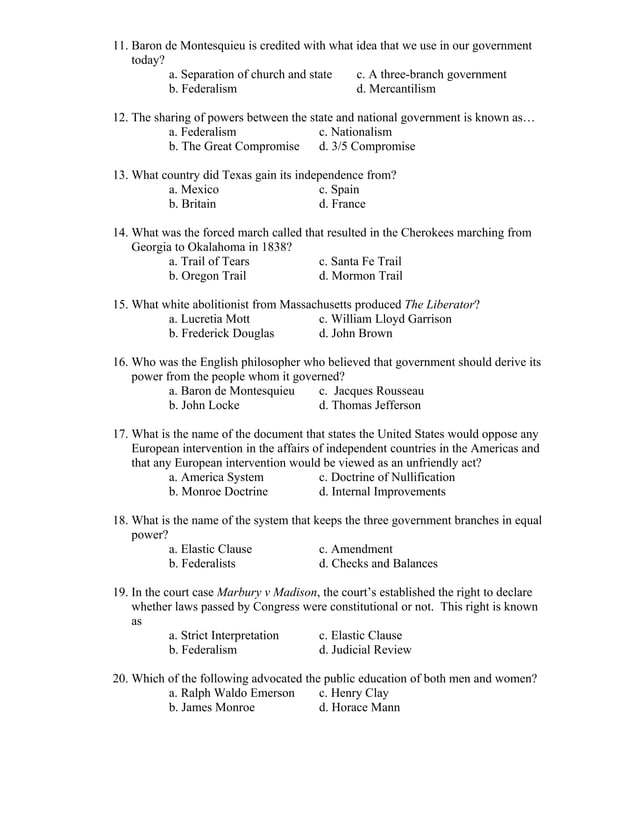 AHSGE Social Studies test 2 (ch. 3 & 4) | DOC
