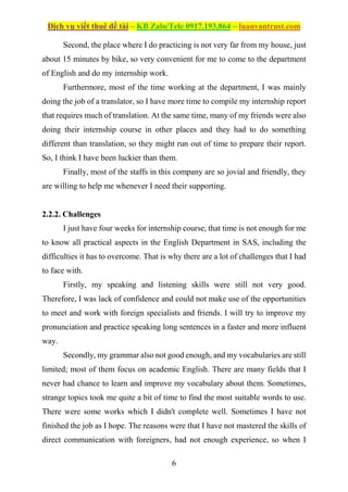 Graduation Internship Report Faculty Of Foreign Languages Dai Nam ...