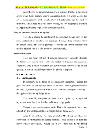 Graduation Internship Report How To Write A Pr Article Effectively.docx