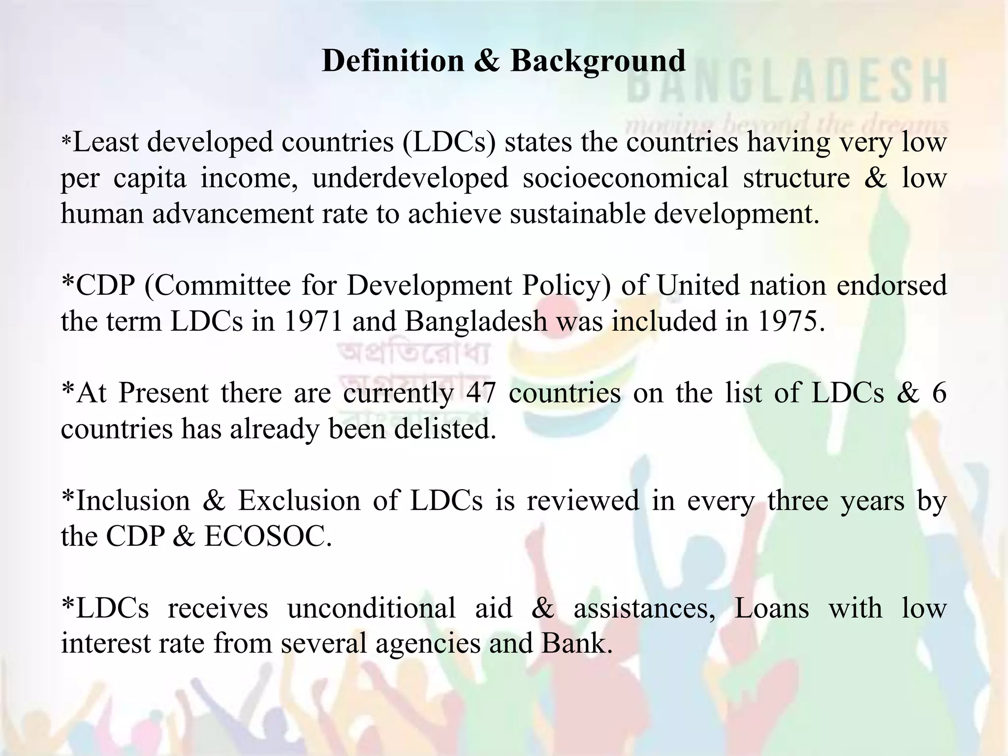 "Graduation of bangladesh from LDCs to developing countries" | PPTX