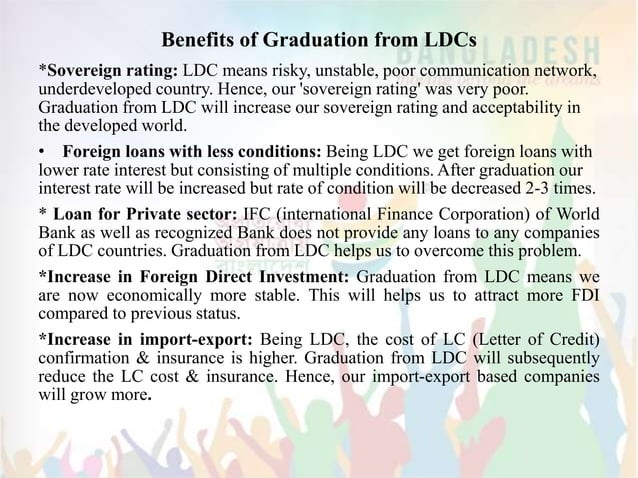 "Graduation of bangladesh from LDCs to developing countries" | PPT