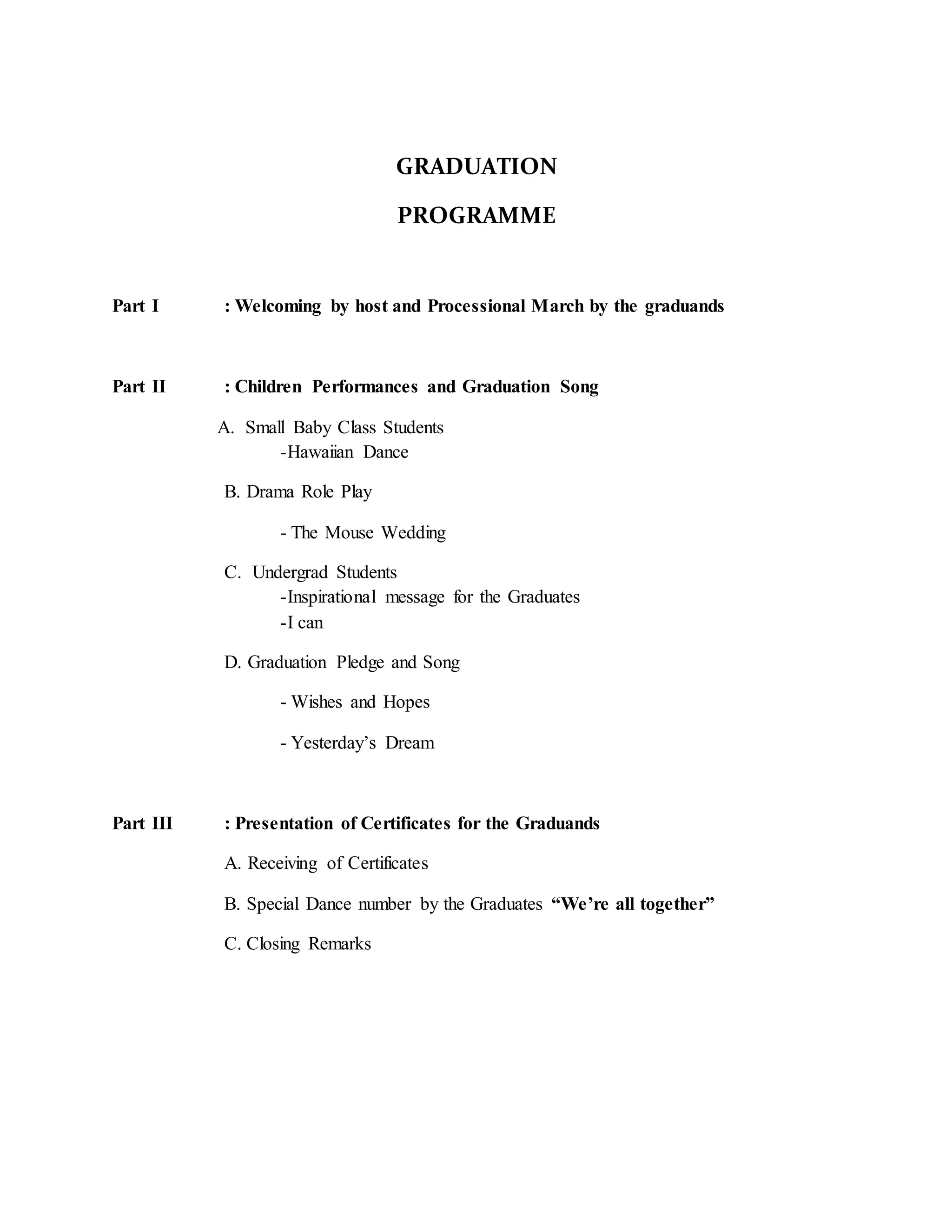 Graduation programme | DOCX