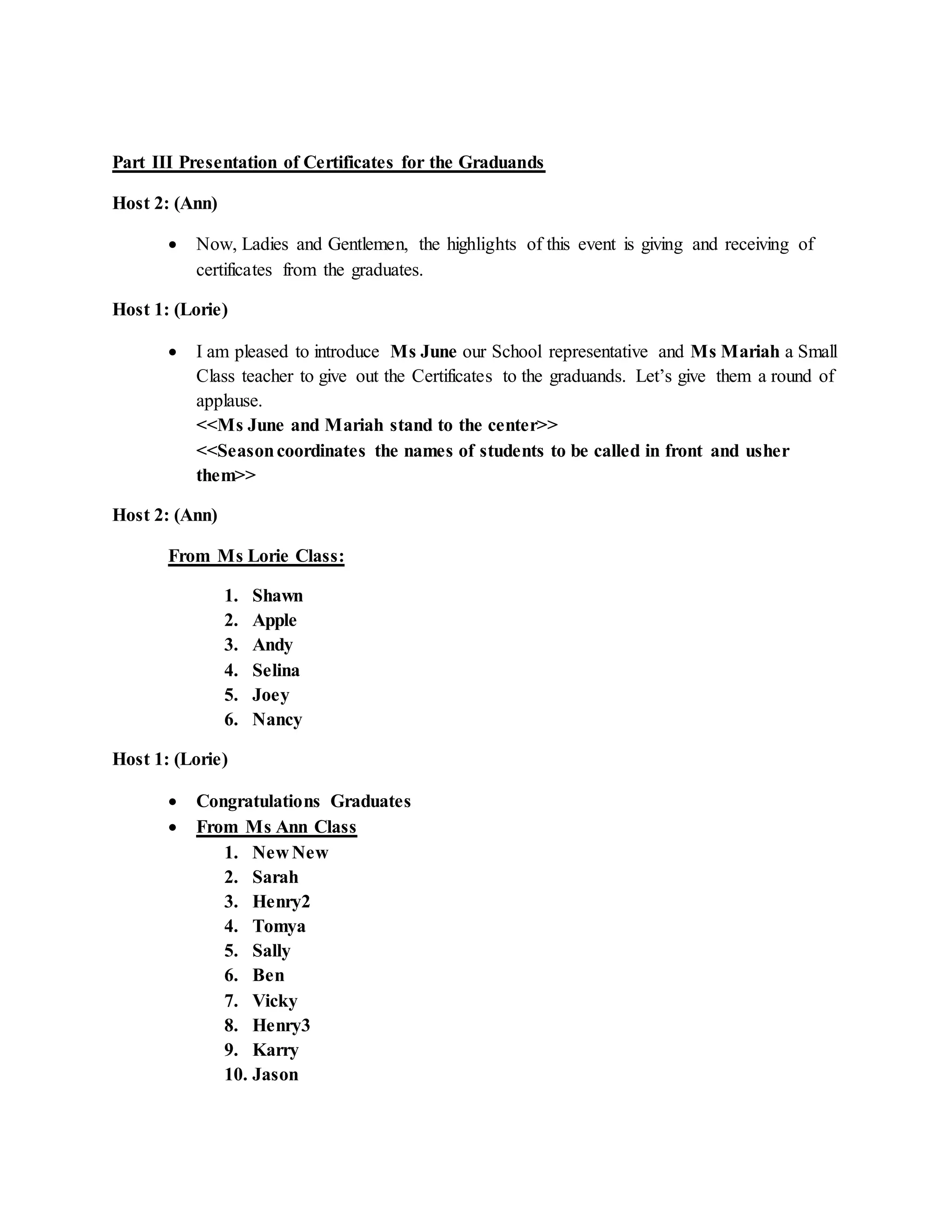 Graduation programme | DOCX