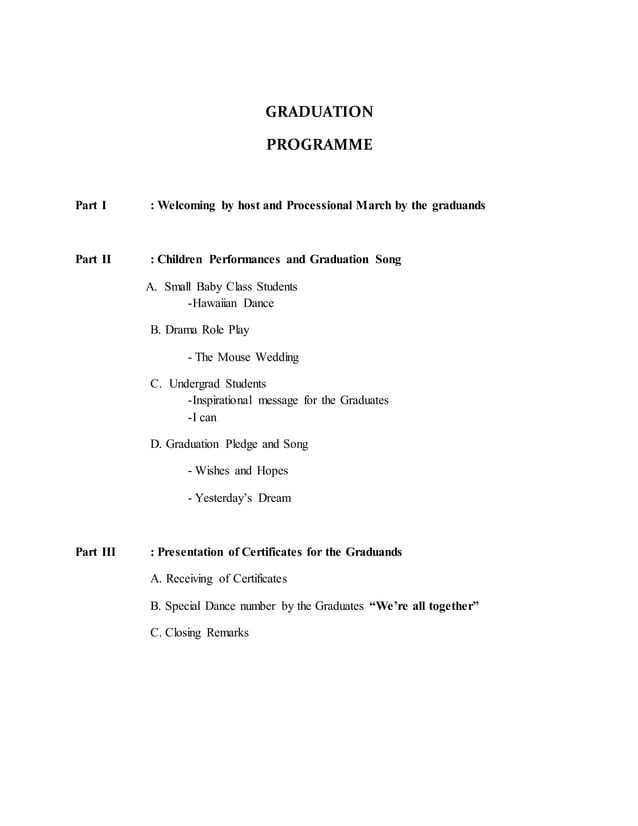 Graduation programme | DOCX