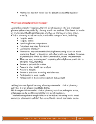 Clinical pharmacist Managed Oncology Clinic In University Hospital | PDF