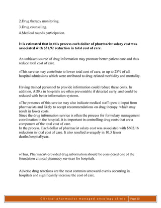 Clinical pharmacist Managed Oncology Clinic In University Hospital | PDF