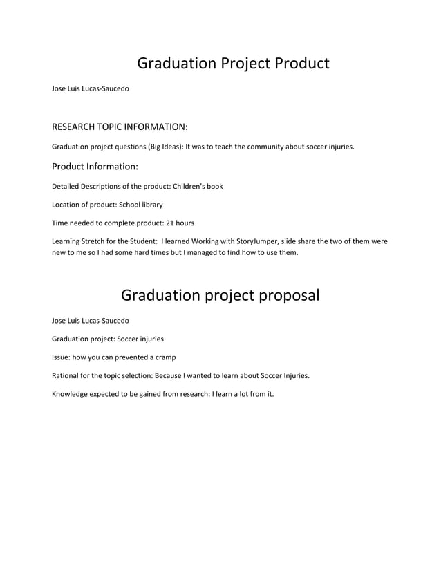 Graduation project product proposal
