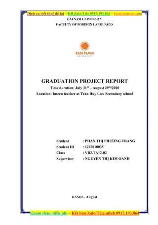 Graduation Project Report - Intern teacher at Tran Huy Lieu Secondary ...