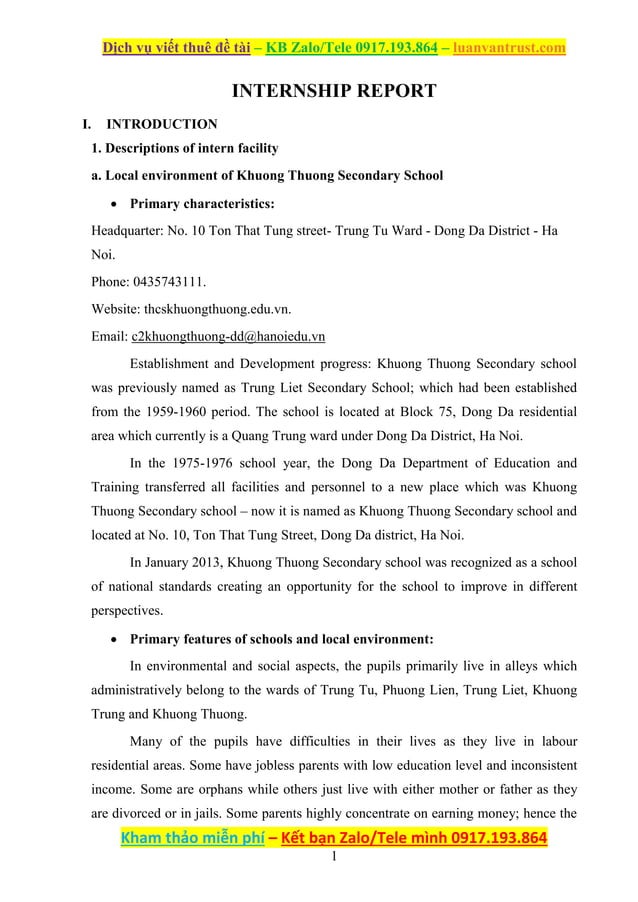 Graduation project report faculty of foreign languages Dai Nam ...