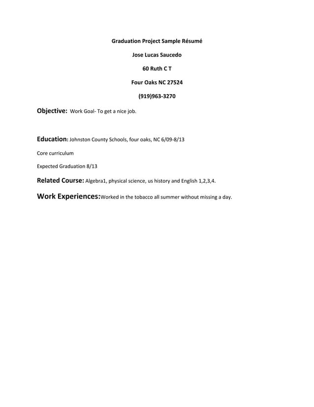 Graduation project sample résumé.docx jose | DOCX