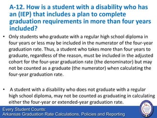 Arkansas Graduation Rate Calculations, Polices and Reporting, | PPT