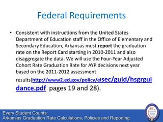Arkansas Graduation Rate Calculations, Polices and Reporting, | PPT