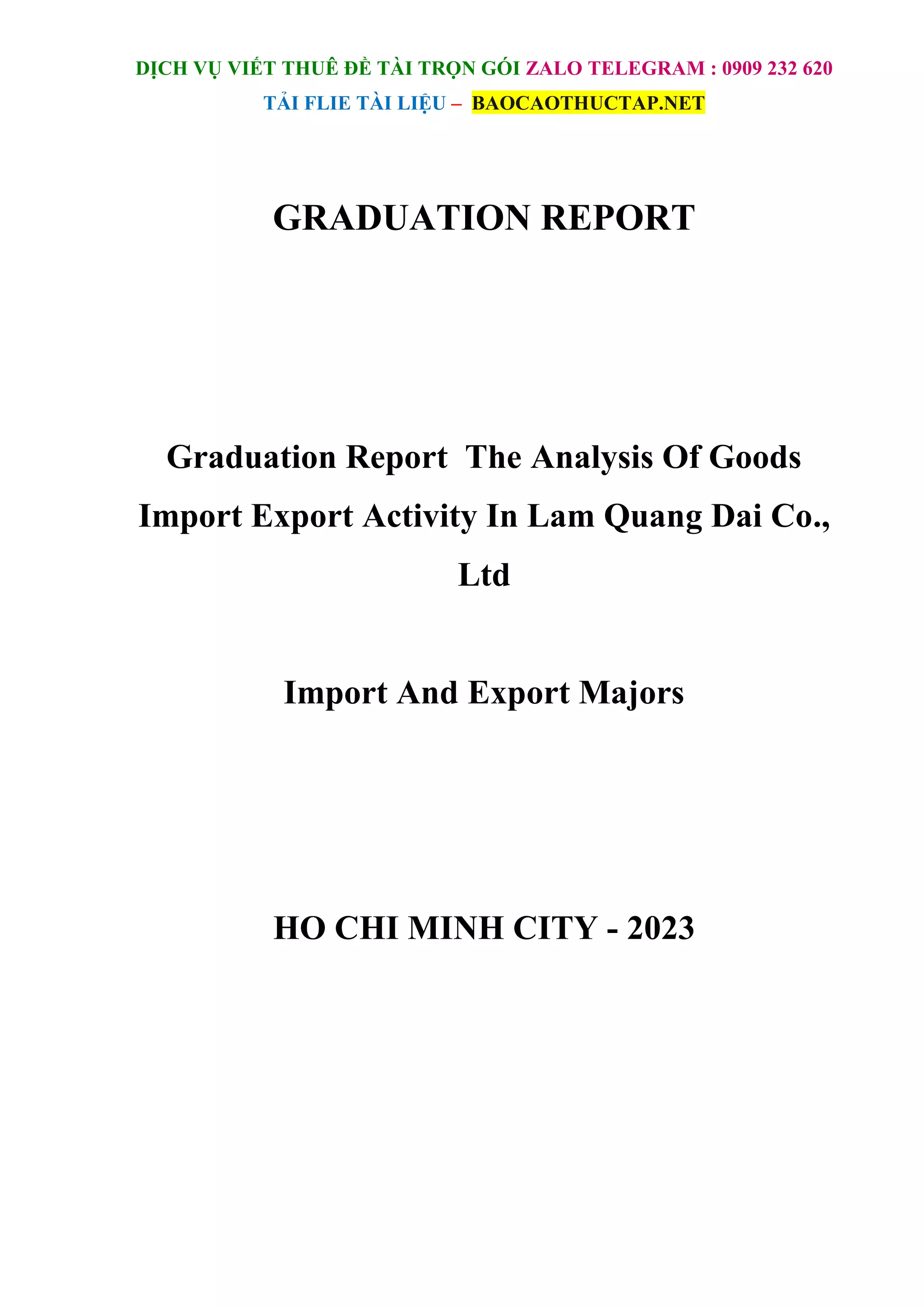 Graduation Report Graduation Report The Analysis Of Goods Import Export ...