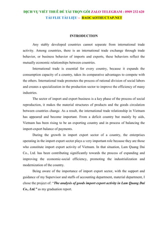 Graduation Report Graduation Report The Analysis Of Goods Import Export ...