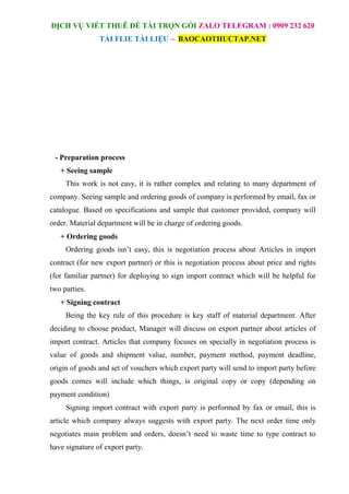 Graduation Report The Analysis Of Goods Import Export Activity | DOC ...