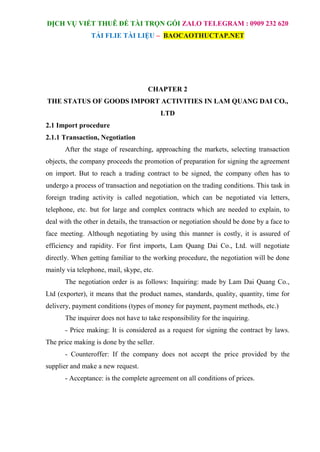 Graduation Report The Analysis Of Goods Import Export Activity | DOC ...