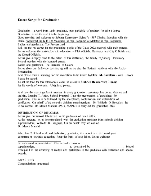 Graduation Script.docx | Graduation | Personal Celebrations & Life Events