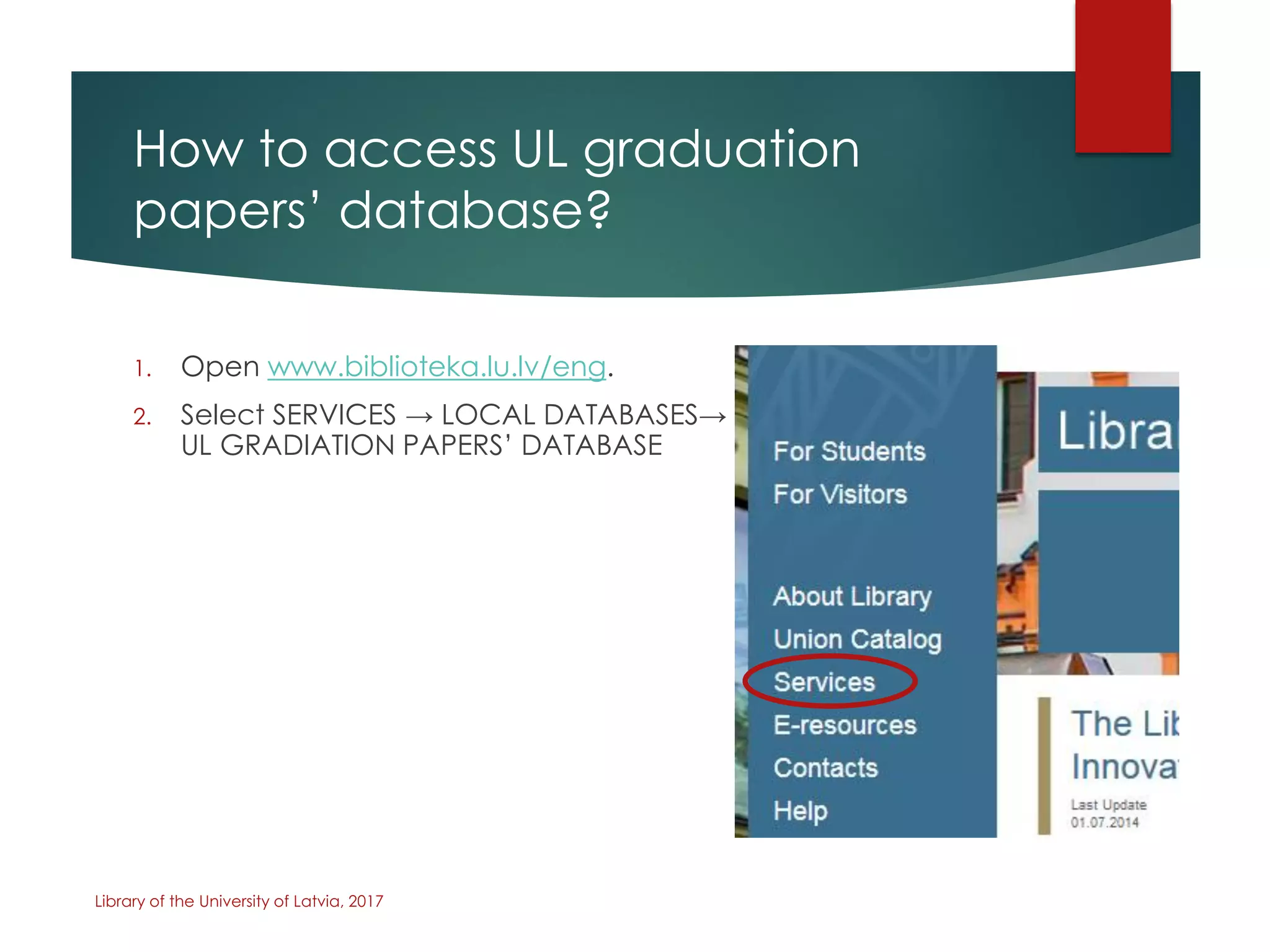 Database of the University of Latvia graduation papers | PDF