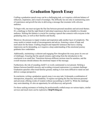 Graduation Speech Essay | PDF