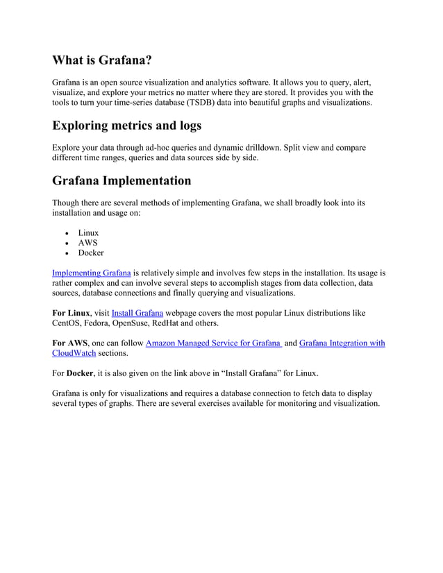 Grafana and AWS - Implementation and Usage | PDF