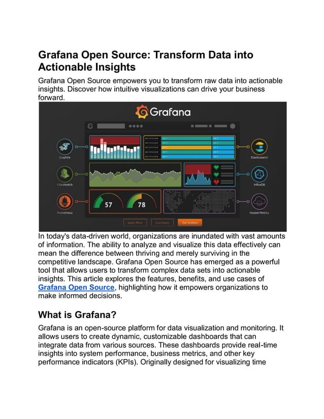 Grafana Open Source: Transform Data into Actionable Insights | PDF