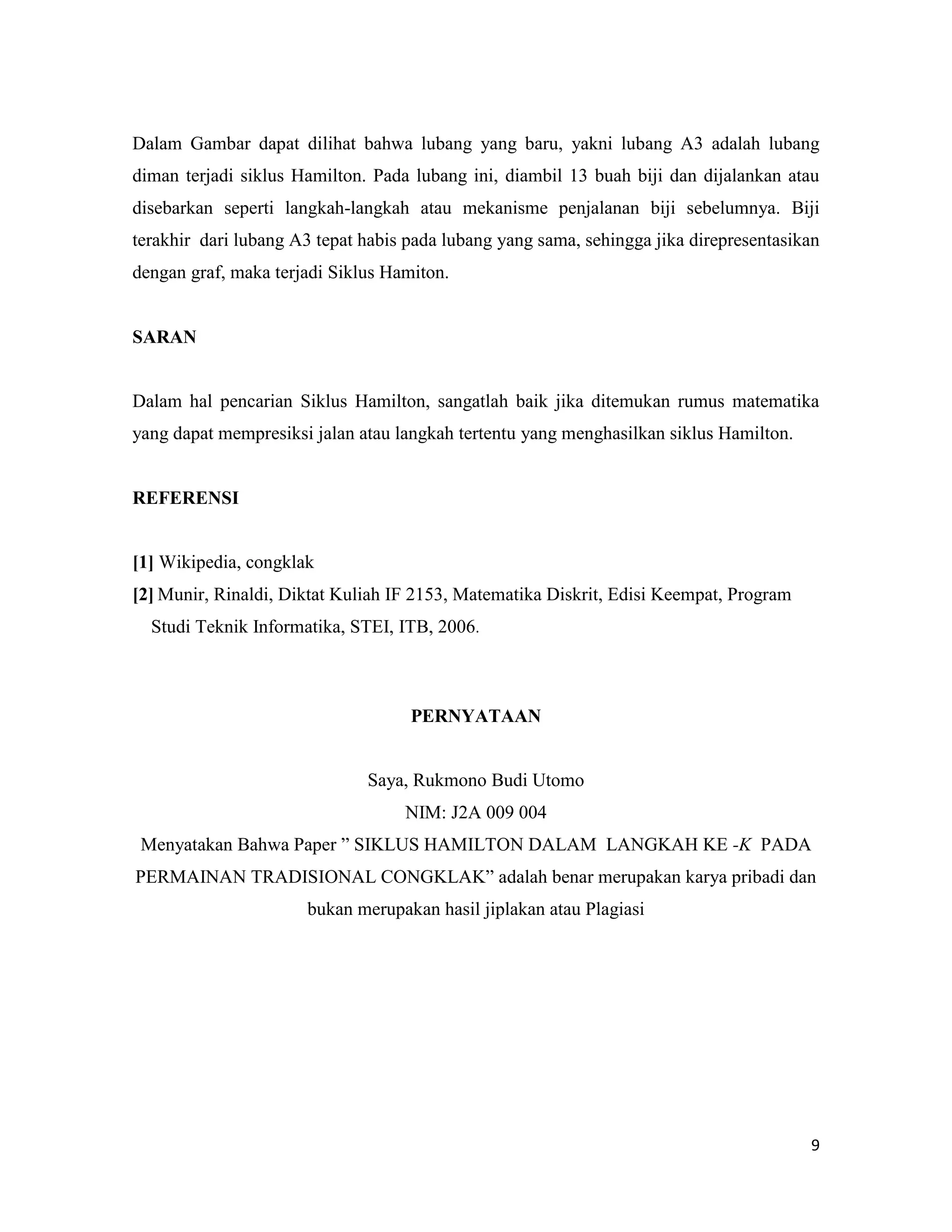 Graf hamilton dalam permainan tradisional congklak | PDF