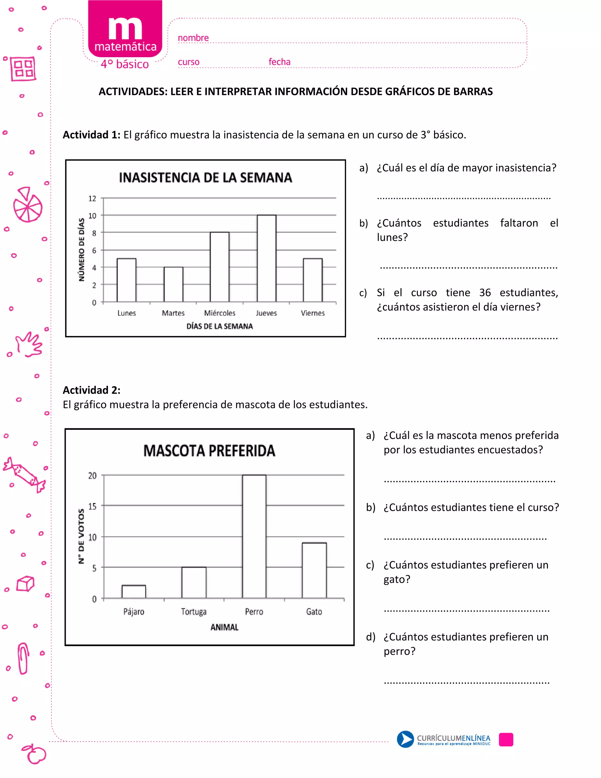 Graficos de barra 2 cuarto basico | PDF | Educational Assessment ...