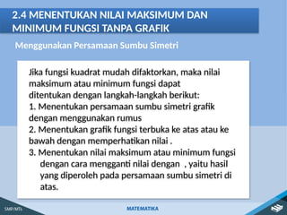 Persamaan grafik fungsi kuadrat. Pada kelas 7pptx | PPTX