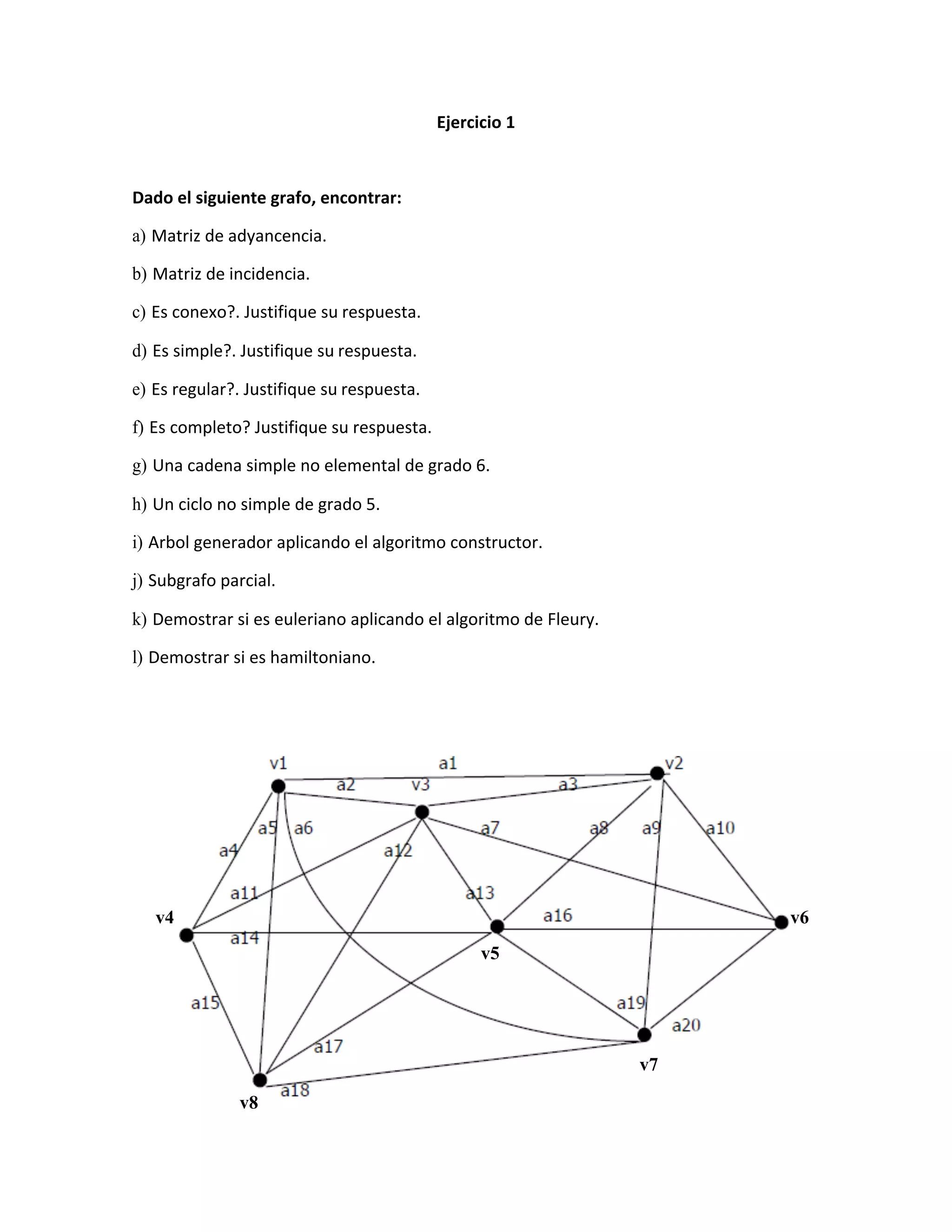 EJERCICIOS DE GRAFOS Y DIGRAFOS | PDF