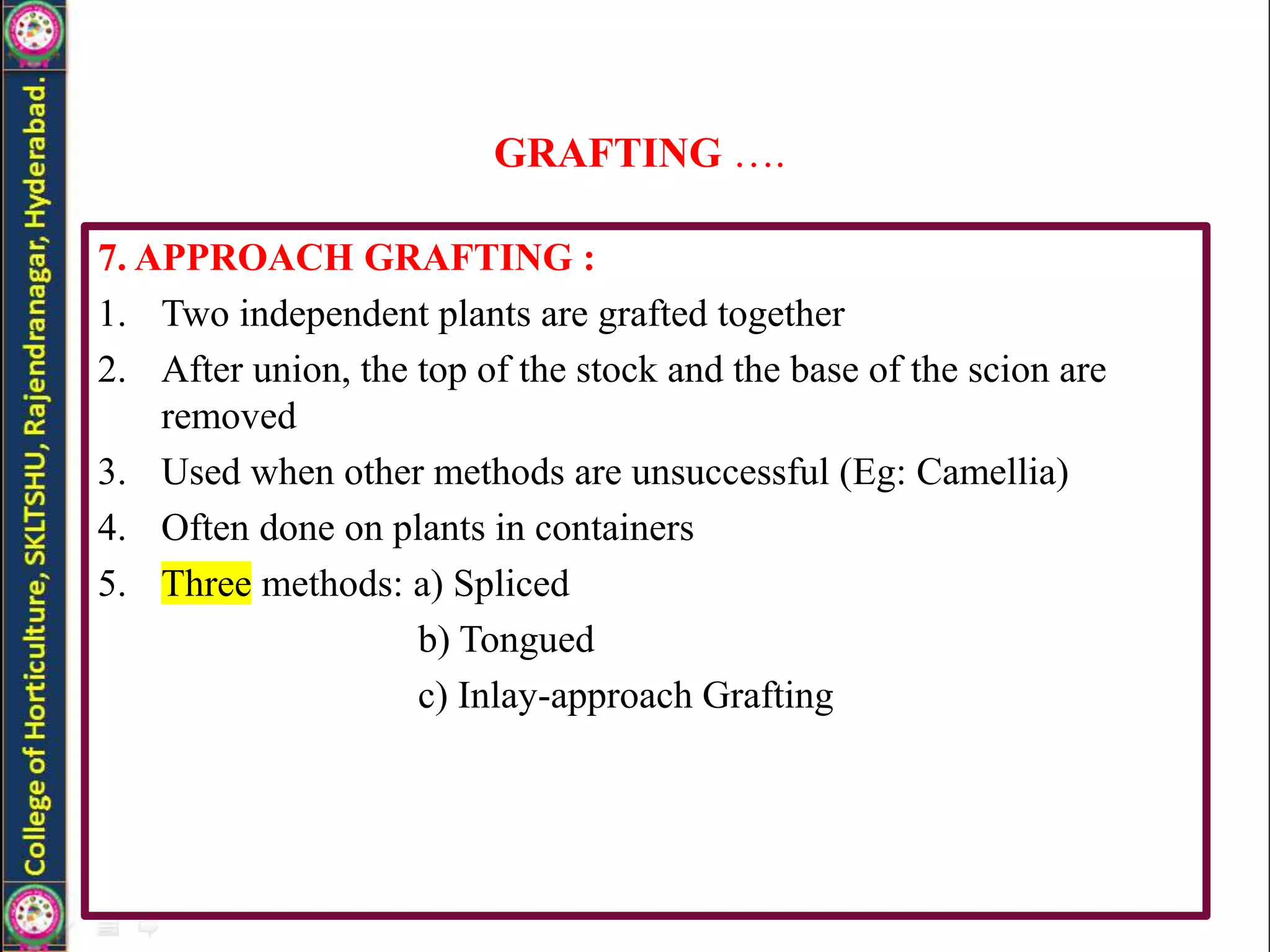 Grafting and its types in fruit crops | PPTX