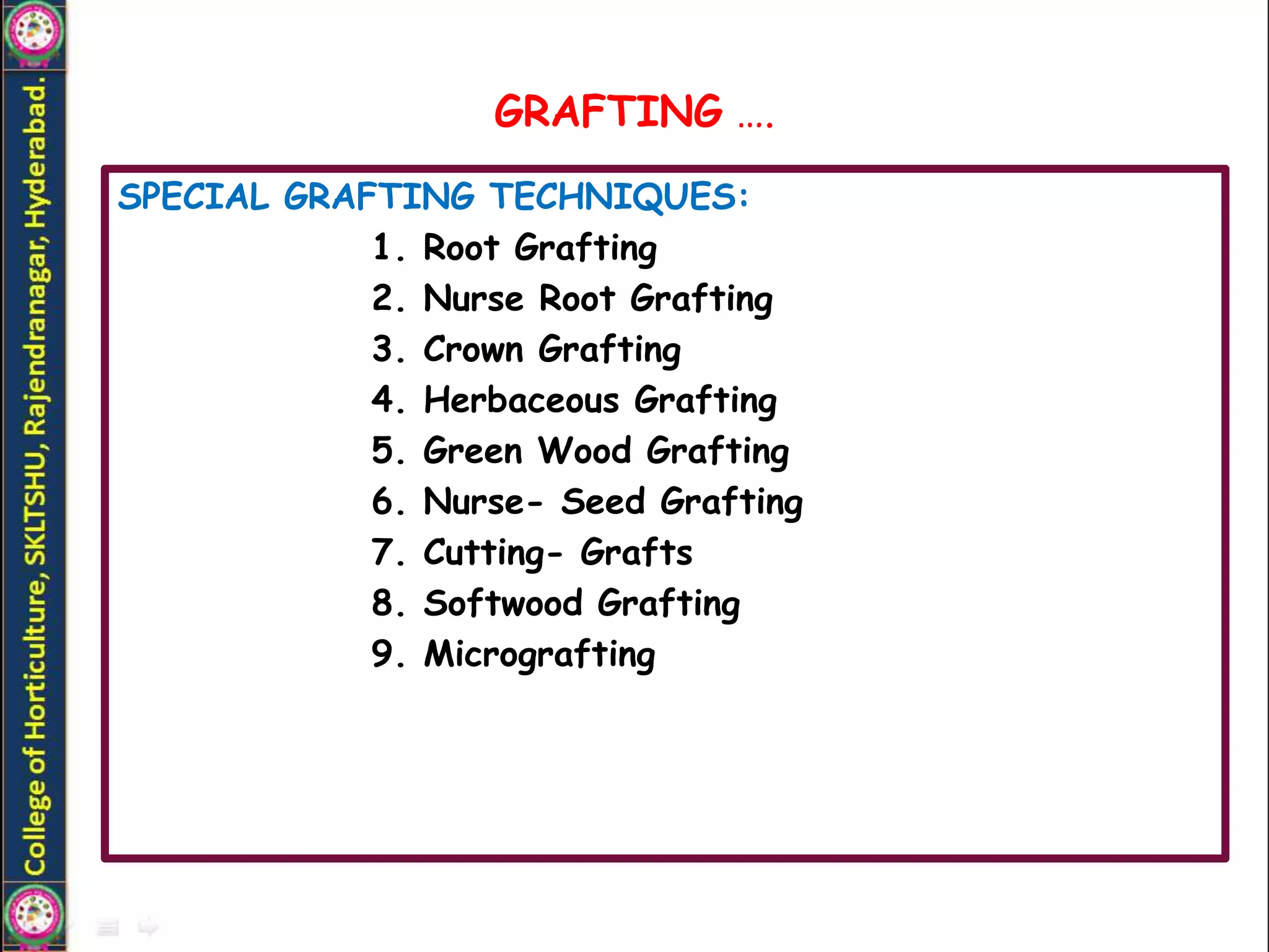 Grafting and its types in fruit crops | PPTX