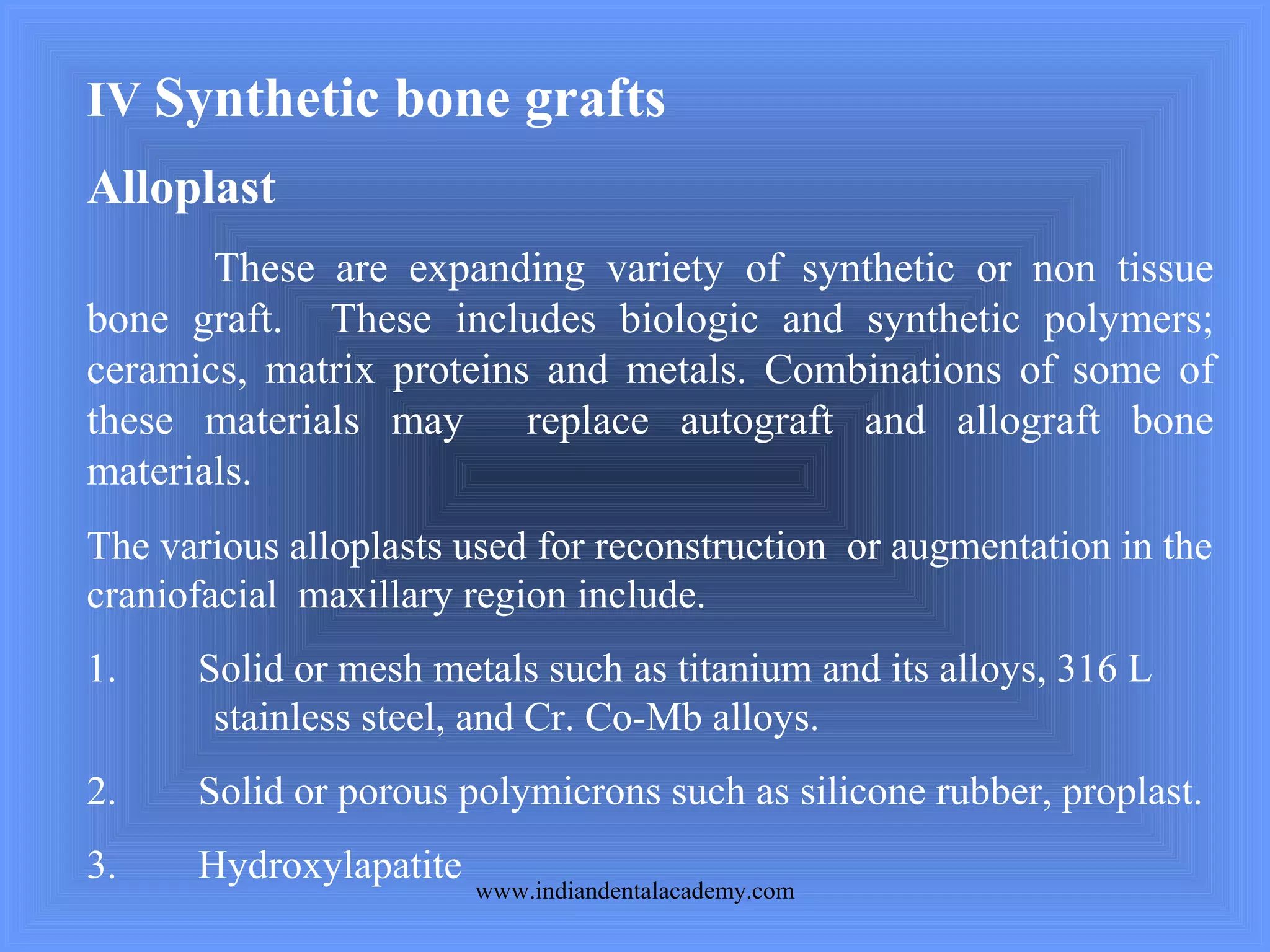 Bone grafts and Bone Substitutes/ dental implant courses | PPT