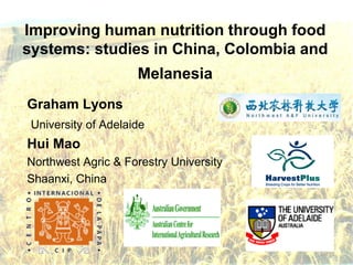 Improving human nutrition through food systems: studies in China ...