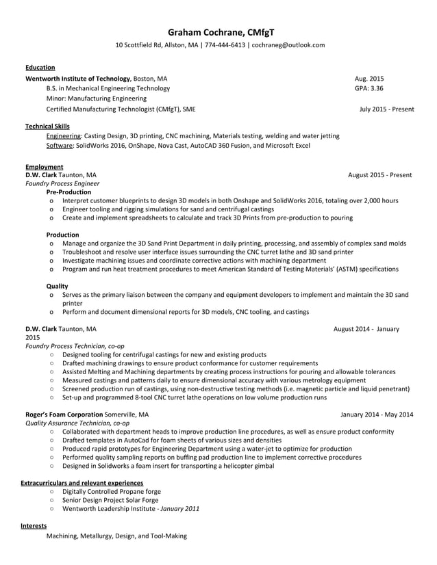 Graham Cochrane Resume 2018 | PDF