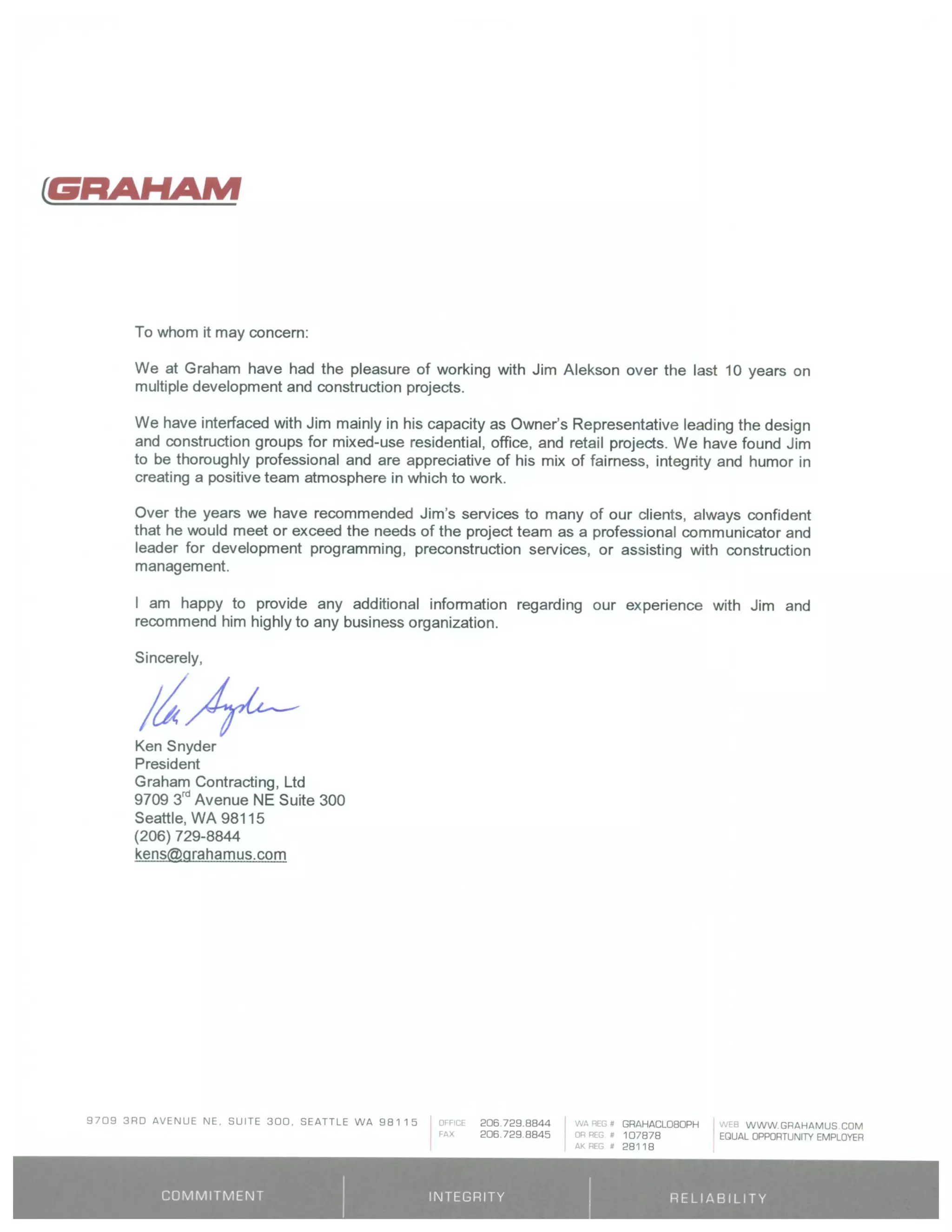 Graham Letter of Recommendation | PDF