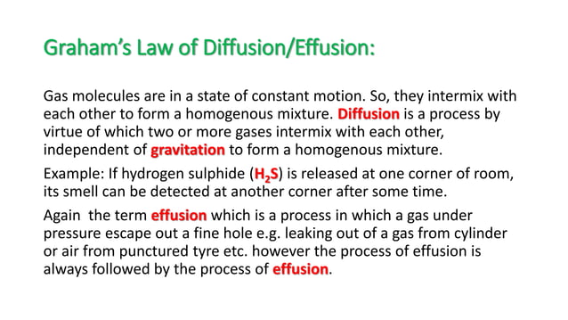 Graham's law of diffusion | PPTX | Chemistry | Science