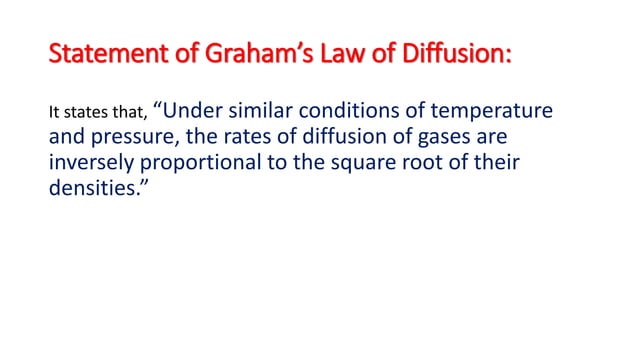 Graham's law of diffusion | PPTX | Chemistry | Science